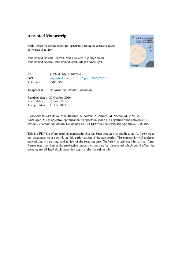 Pdf Multi Objective Optimization For Spectrum Sharing In Cognitive Radio Networks A Review