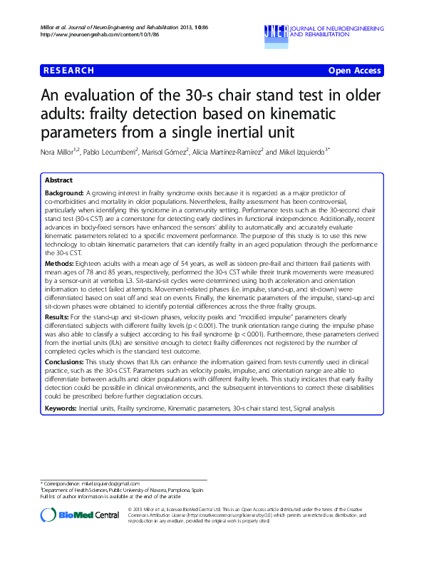 (PDF) An evaluation of the 30-s chair stand test in older adults ...