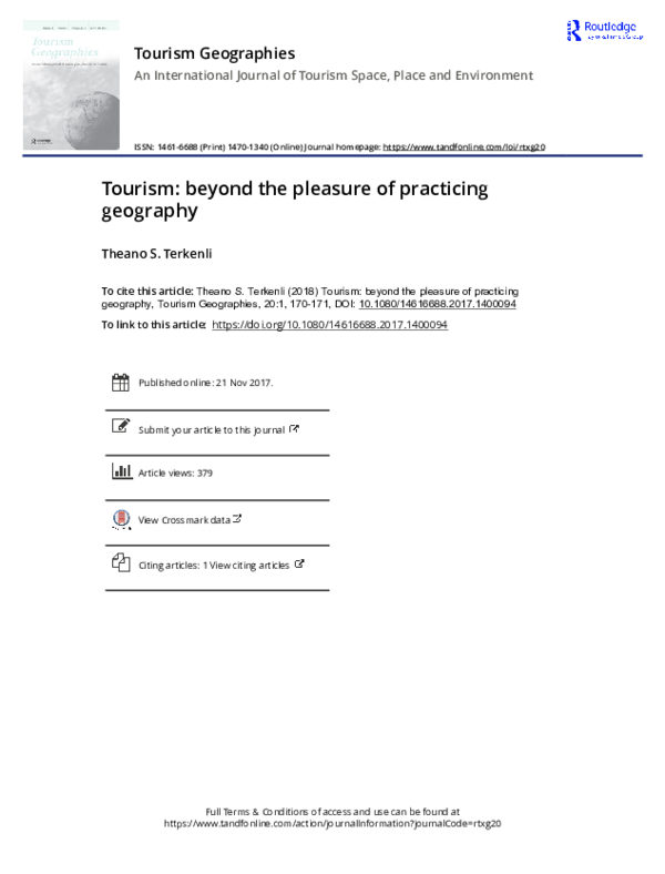 (PDF) Tourism: beyond the pleasure of practicing geography