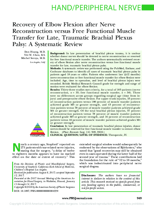 (PDF) Recovery of Elbow Flexion after Nerve Reconstruction versus Free ...