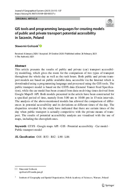 (PDF) GIS tools and programming languages for creating models of public ...