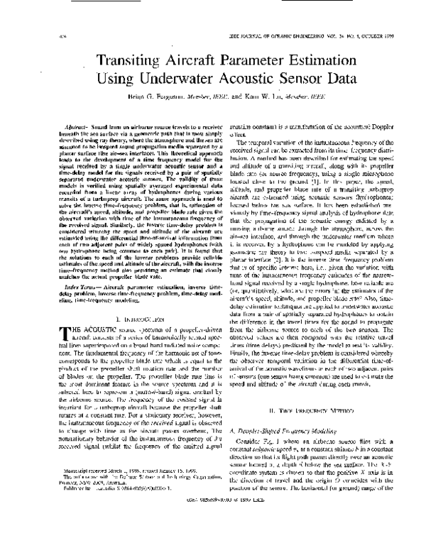 (PDF) Transiting aircraft parameter estimation using underwater acoustic sensor data