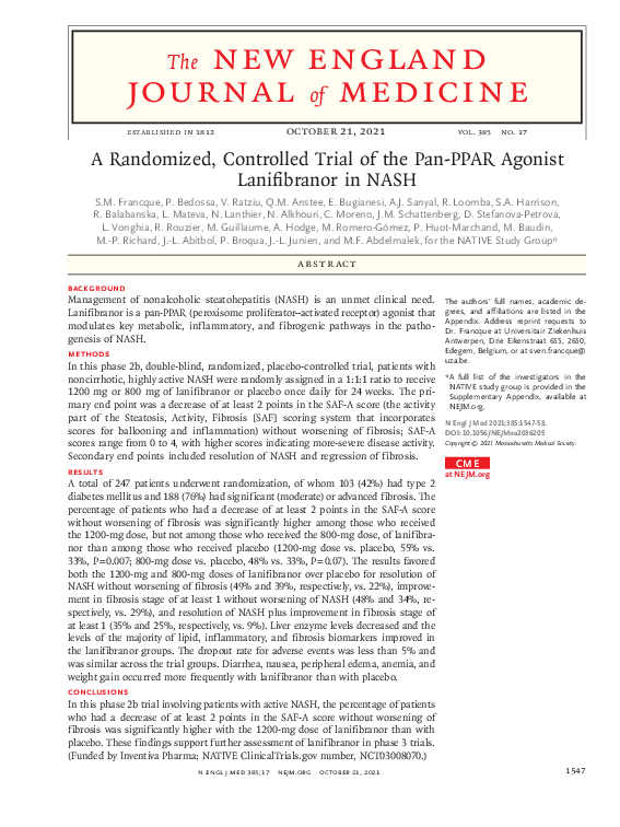 (PDF) A Randomized, Controlled Trial of the Pan-PPAR Agonist ...