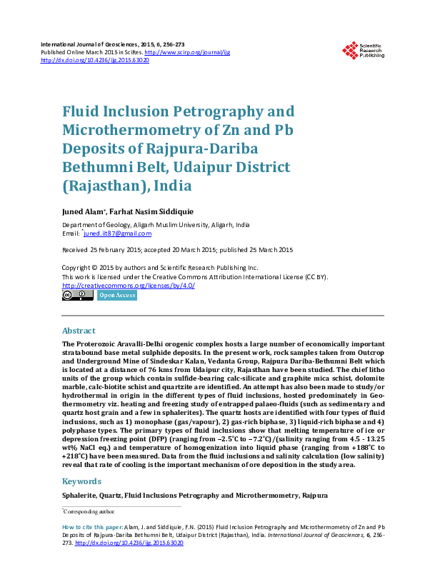 (PDF) Fluid Inclusion Petrography and Microthermometry of Zn and Pb ...