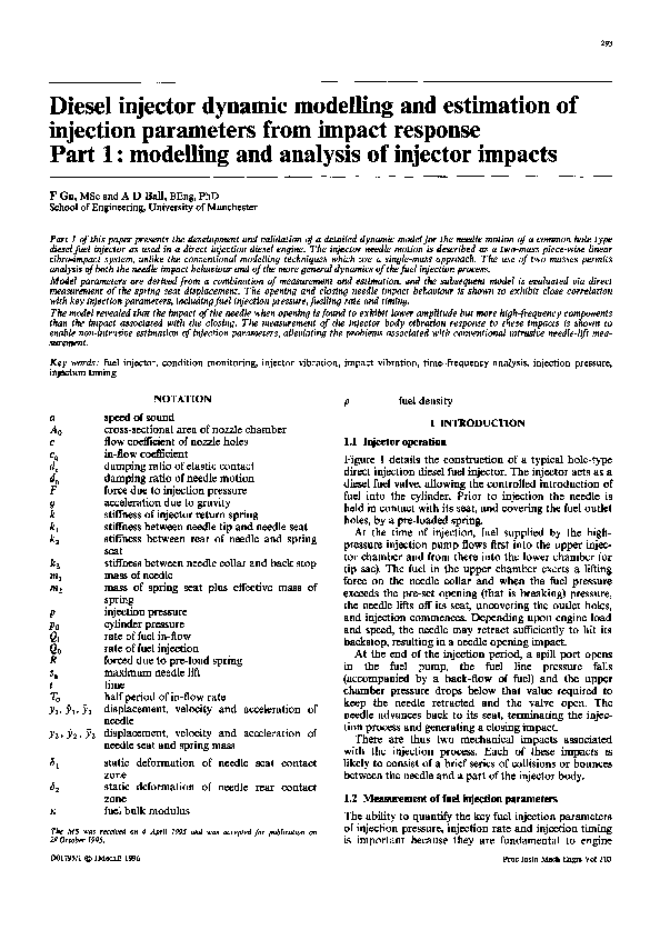 (PDF) Diesel Injector Dynamic Modelling and Estimation of Injection ...