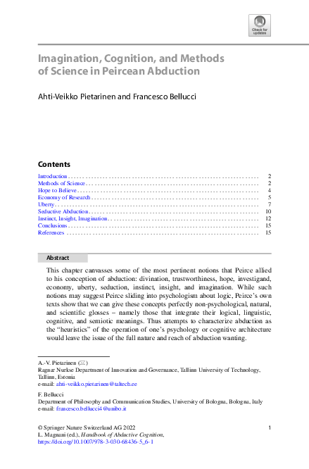 (PDF) Imagination, Cognition, and Methods of Science in Peircean Abduction