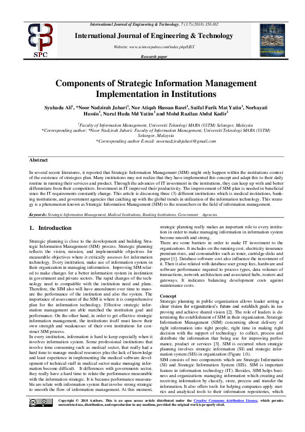 (PDF) Components of Strategic Information Management Implementation in ...