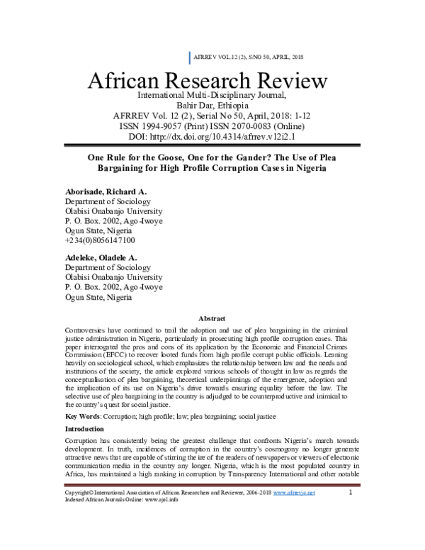 (PDF) One rule for the goose, one for the gander? The use of plea ...