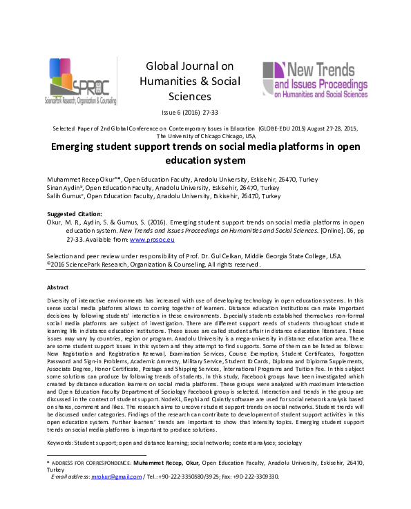 (PDF) Emerging student support trends on social media platforms in open ...