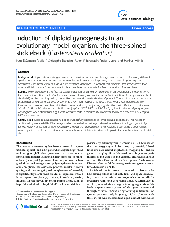 (PDF) Induction of diploid gynogenesis in an evolutionary model ...