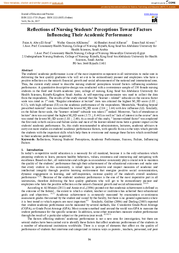 (PDF) Nursing Students' Views on Academic Factors