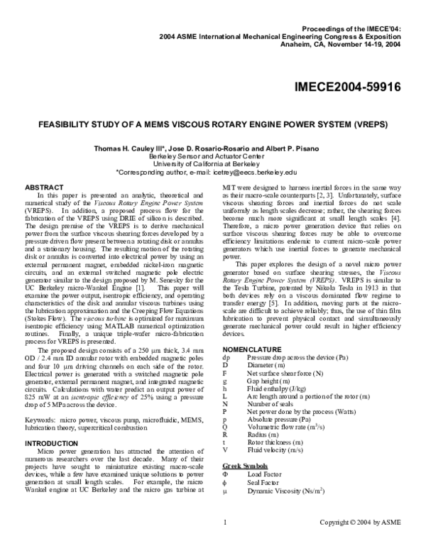 (PDF) Feasibility Study of a MEMS Viscous Rotary Engine Power System ...