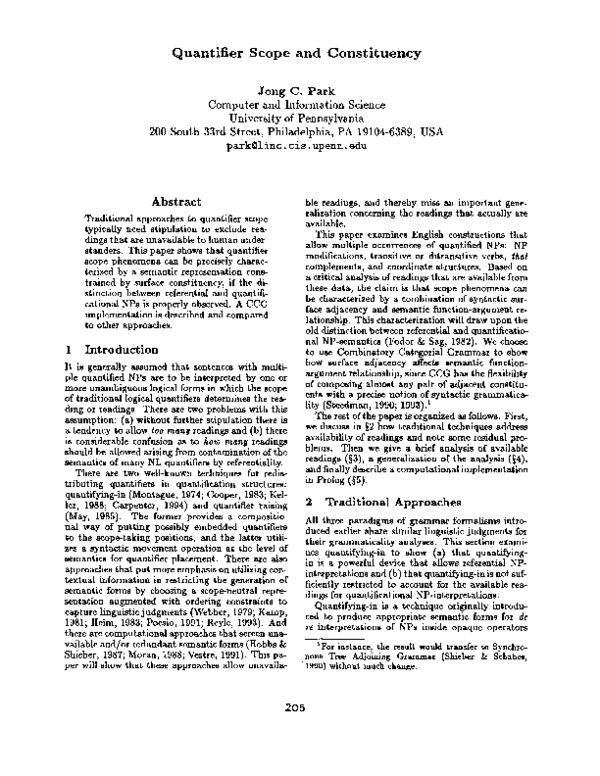 (PDF) Quantifier scope and constituency