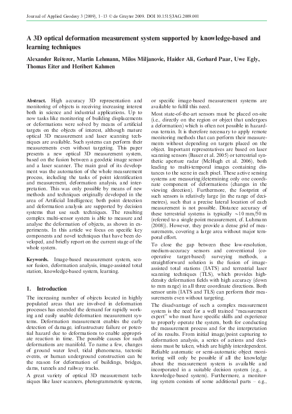 (PDF) A 3D optical deformation measurement system supported by knowledge-based and learning ...