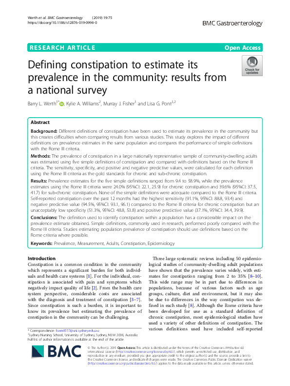 (PDF) Defining constipation to estimate its prevalence in the community ...