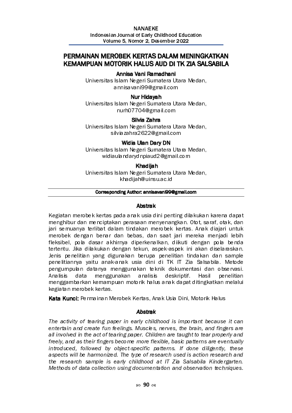 (PDF) Permainan Merobek Kertas Dalam Meningkatkan Kemampuan Motorik ...