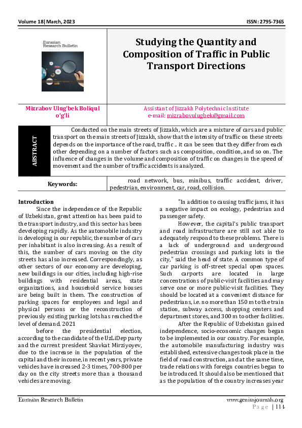 (PDF) Studying the Quantity and Composition of Traffic in Public Transport Directions