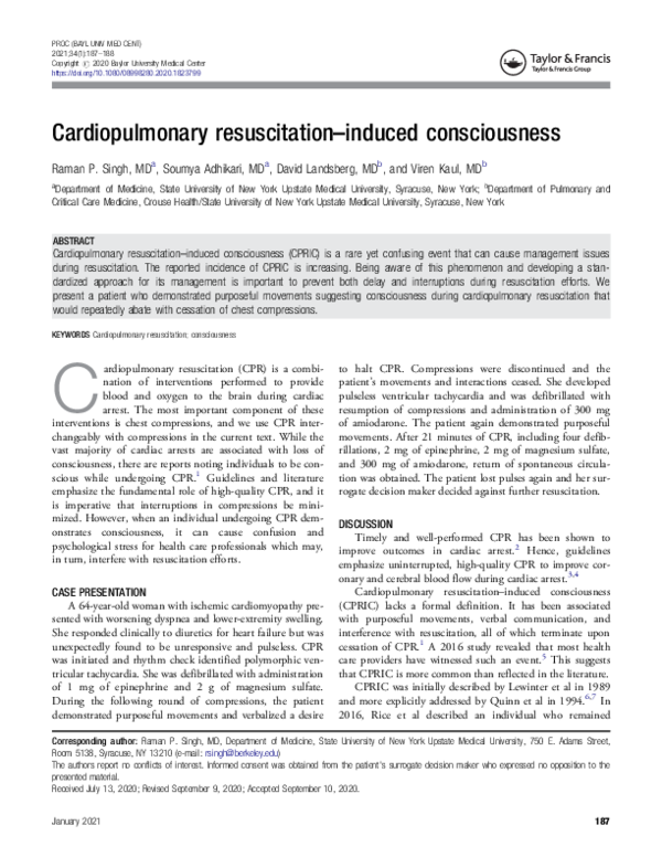 (PDF) Cardiopulmonary resuscitation–induced consciousness