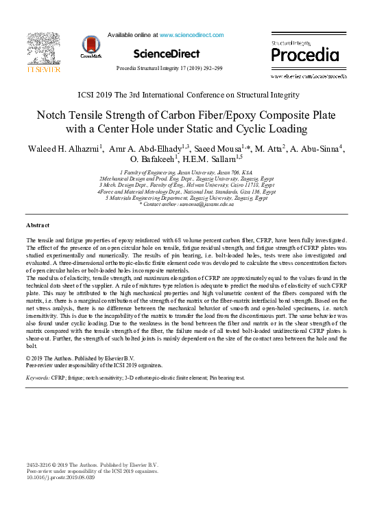 (PDF) Notch Tensile Strength of Carbon Fiber/Epoxy Composite Plate with ...