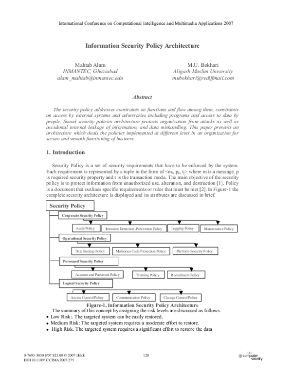 (PDF) Information Security Policy Architecture