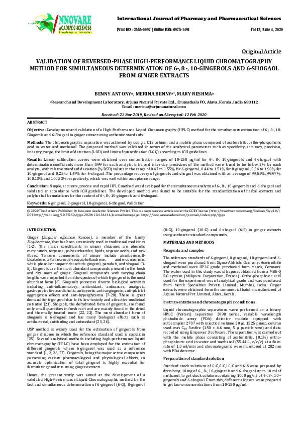 (PDF) VALIDATION OF REVERSED-PHASE HIGH-PERFORMANCE LIQUID CHROMATOGRAPHY METHOD FOR ...