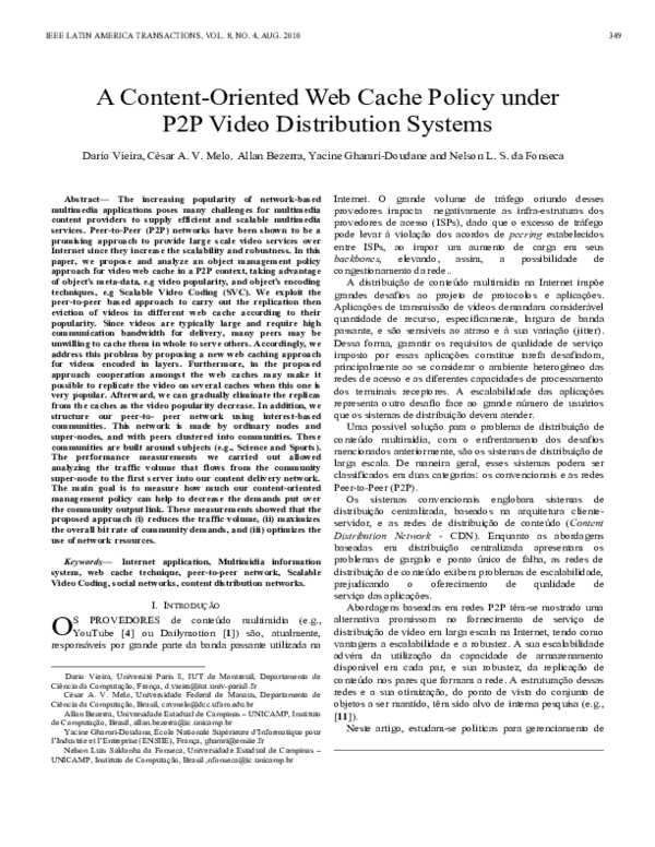 (PDF) A Content-Oriented Web Cache Policy under P2P Video Distribution Systems