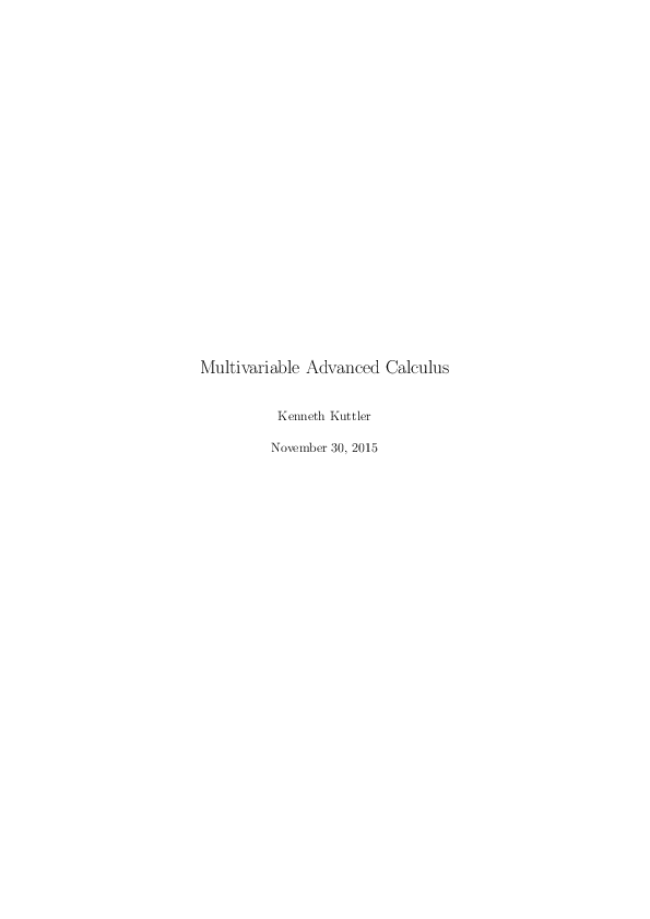 Pdf Multivariable Advanced Calculus