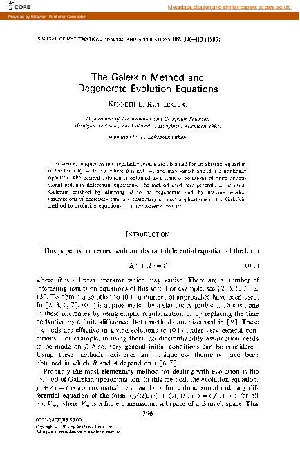 (PDF) The Galerkin method and degenerate evolution equations (PDF) The Galerkin method and degenerate evolution equations