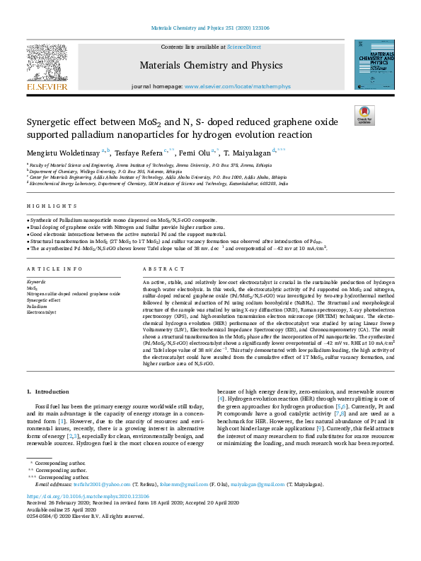 (PDF) Synergetic effect between MoS2 and N, S- doped reduced graphene ...