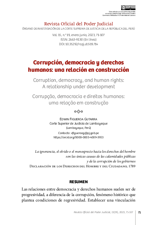 (PDF) Corrupción, democracia y derechos humanos: una relación en construcción
