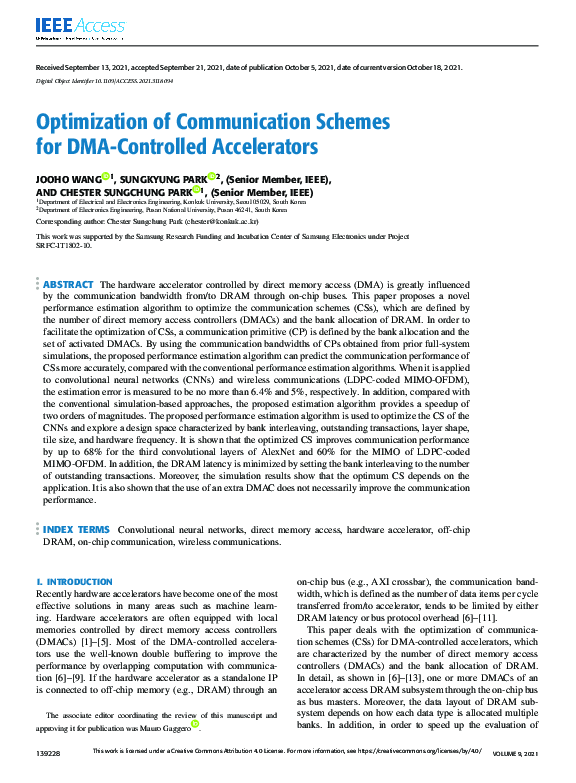 (PDF) Optimization of Communication Schemes for DMA-Controlled Accelerators | Sungkyung Park ...