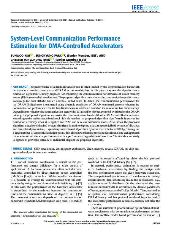 (PDF) System-Level Communication Performance Estimation for DMA ...