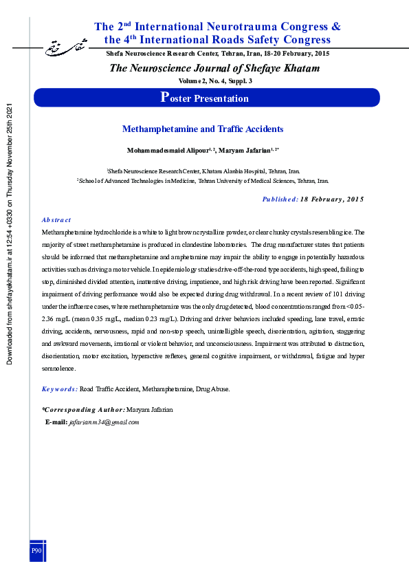 (PDF) Methamphetamine and Traffic Accidents