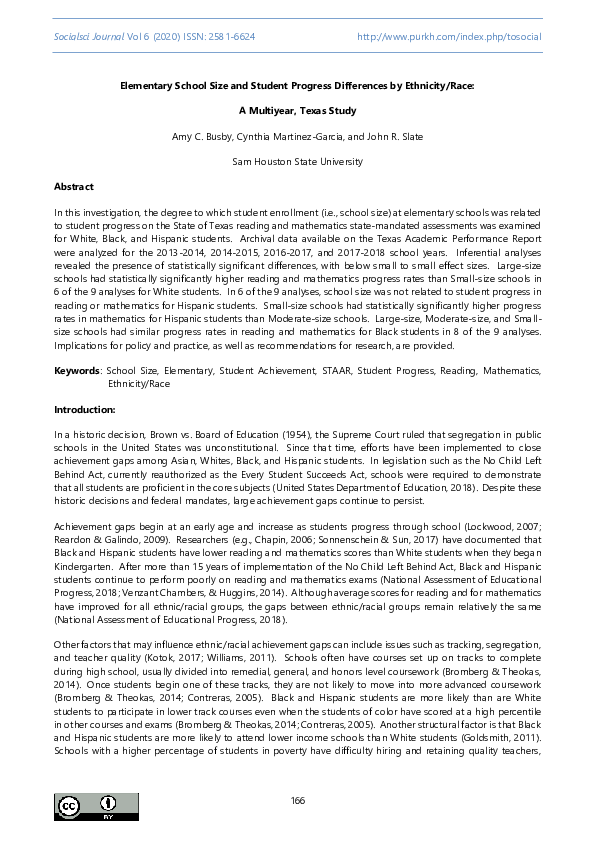 (PDF) Elementary School Size and Student Progress Differences by ...
