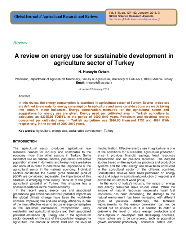 (PDF) A review on energy use for sustainable development in agriculture ...