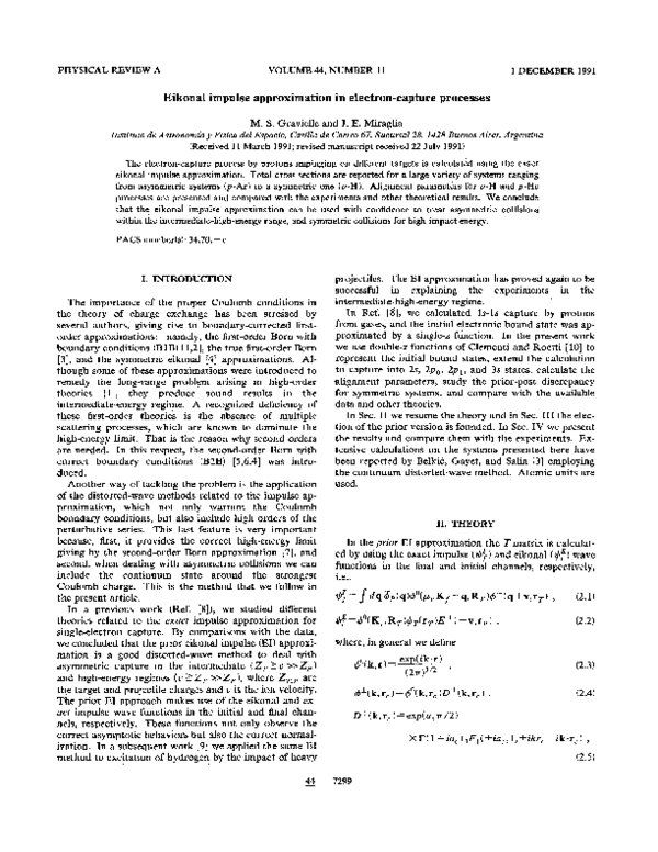 (PDF) Eikonal impulse approximation in electron-capture processes