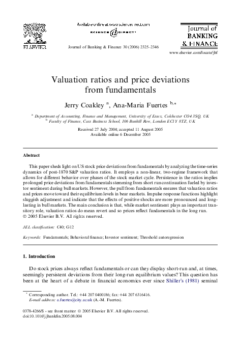(PDF) Valuation ratios and price deviations from fundamentals | Jerry Coakley - Academia.edu