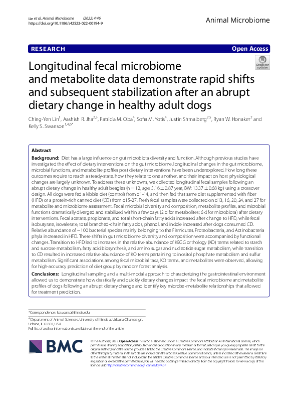 (PDF) Longitudinal fecal microbiome and metabolite data demonstrate ...