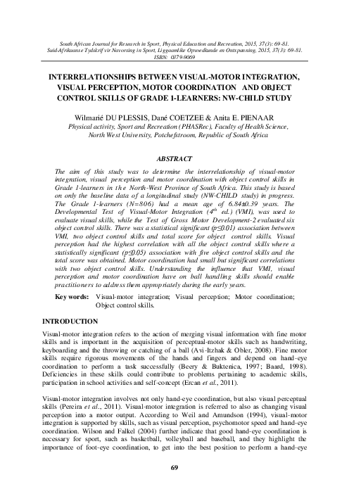 (PDF) Interrelationships between visual-motor integration, visual perception, motor coordination ...