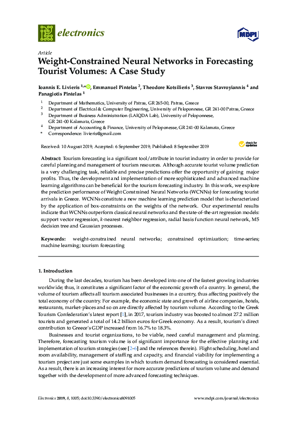 (PDF) Weight-Constrained Neural Networks in Forecasting Tourist Volumes ... (PDF) Weight-Constrained Neural Networks in Forecasting Tourist Volumes ...