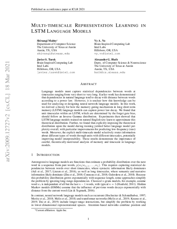 (PDF) Multi-timescale Representation Learning in LSTM Language Models