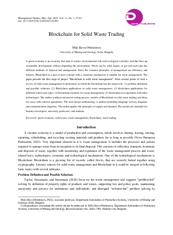 (PDF) Blockchain for Solid Waste Trading