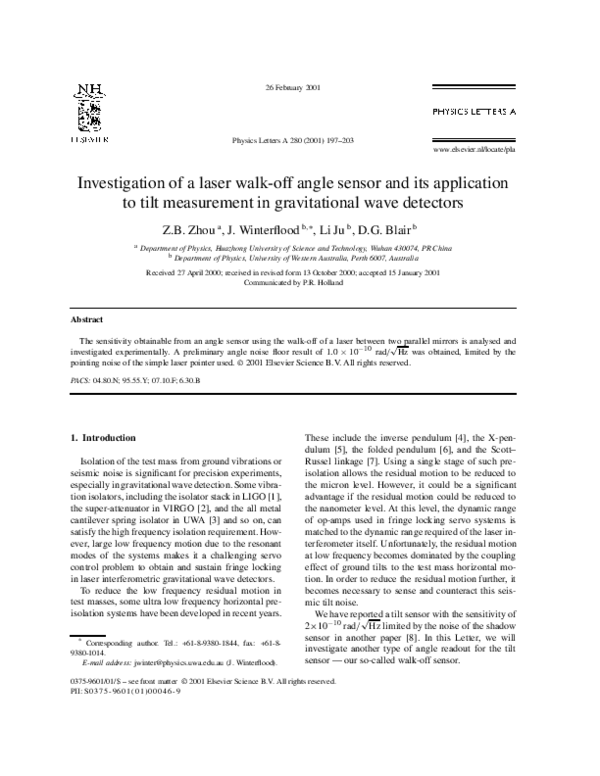 (PDF) Investigation of a laser walk-off angle sensor and its ...