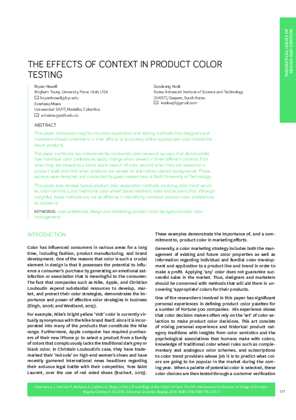 (PDF) The Effects of Context in Product Color Testing