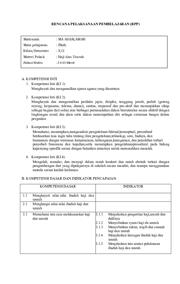 (DOC) RENCANA PELAKSANAAN PEMBELAJARAN (RPP