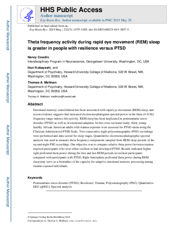 (PDF) Theta frequency activity during rapid eye movement (REM) sleep is ...