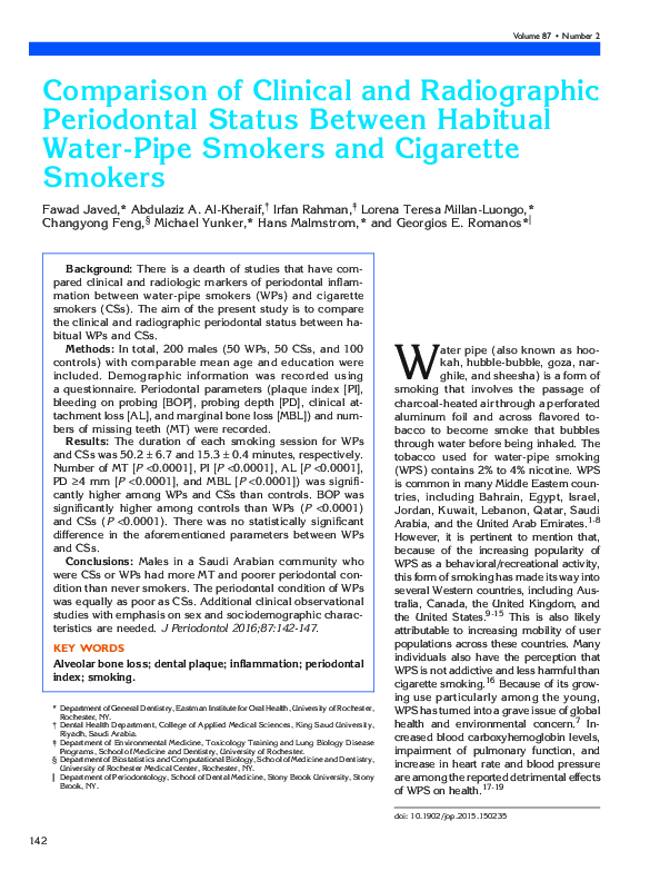 (PDF) Comparison of Clinical and Radiographic Periodontal Status ...
