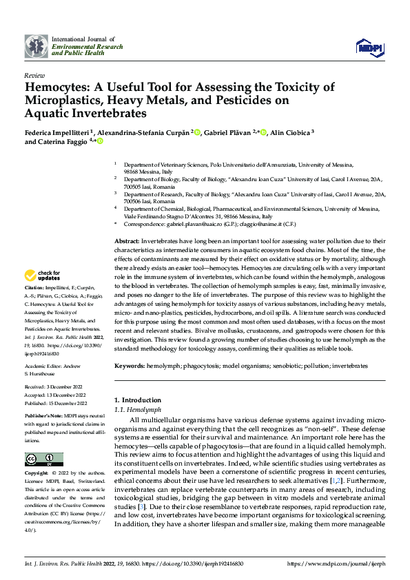 (PDF) Hemocytes: A Useful Tool for Assessing the Toxicity of ...