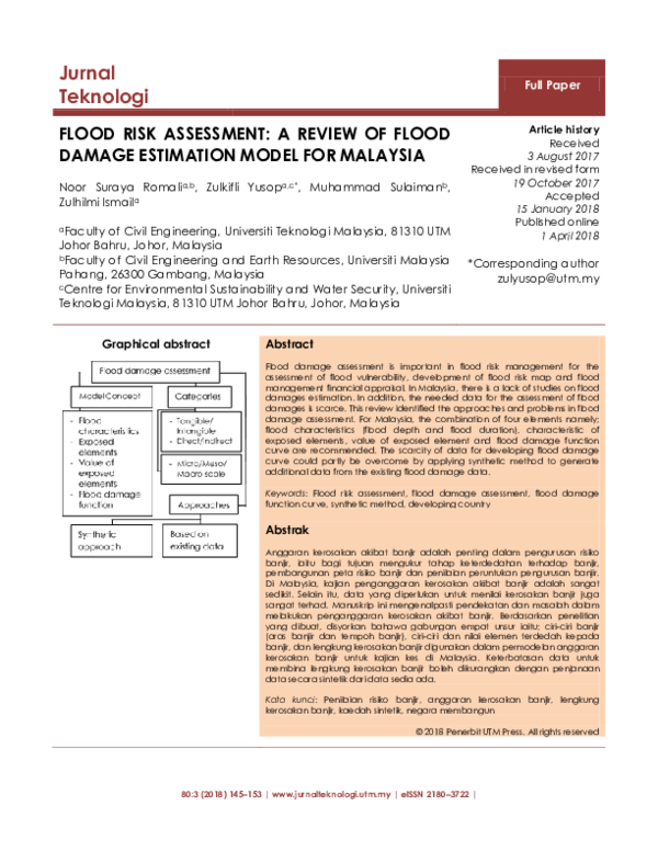(PDF) Flood Risk Assessment: A Review of Flood Damage Estimation Model ...