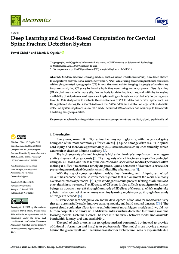 Pdf Deep Learning And Cloud Based Computation For Cervical Spine Fracture Detection System